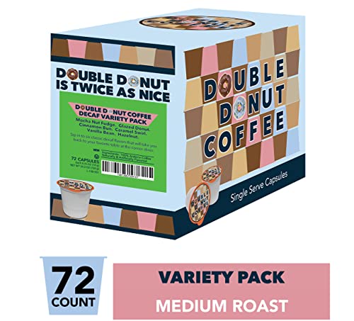 Decaf Flavored Coffee Variety Pack - 6 Traditional Flavors (Caramel Swirl, Hazelnut, Glazed Donut, Mocha Nut Fudge, Vanilla Bean, and Cinnamon Bun) for Keurig K Cups Coffee Makers - 72 Count