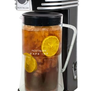 Nostalgia 3-Quart Iced Tea & Coffee Brewing System With Double-Insulated Pitcher, Strength Selector & Infuser Chamber, Also Perfect For Lattes, Lemonade, Flavored Water, Black