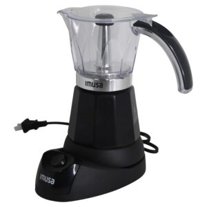 imusa 3-6 cup electric espresso maker with detachable base, black