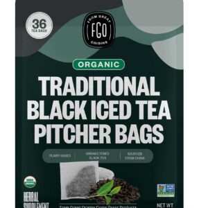 FGO Organic Black Iced Tea, Eco-Conscious Tea Bags, 36 Pitcher Bags, Packaging May Vary (Pack of 1)