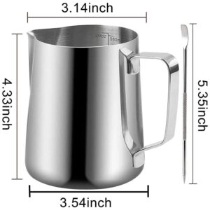 20 oz Milk Frothing Pitcher, 304 stainless steel 600ml milk can coffee frothing cup with art deco pen milk jug coffee cup used to make cappuccino latte