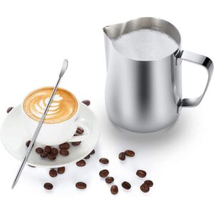 20 oz Milk Frothing Pitcher, 304 stainless steel 600ml milk can coffee frothing cup with art deco pen milk jug coffee cup used to make cappuccino latte