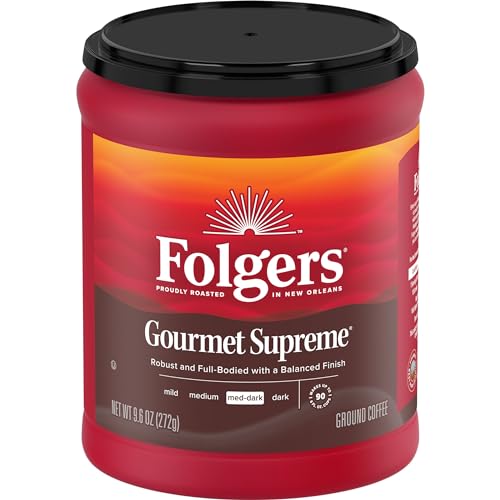 Folgers Gourmet Supreme Medium Dark Roast Ground Coffee, 9.6 Ounces (Pack of 6)