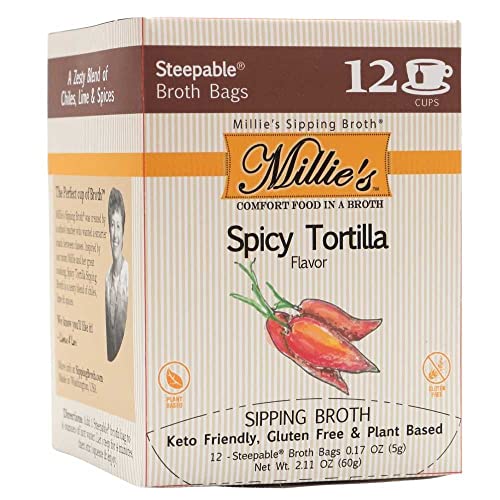 Millie’s All Natural Organic Gluten-Free Vegetable Sipping Broth 12 Tea Bags Spicy Tortilla