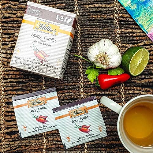 Millie’s All Natural Organic Gluten-Free Vegetable Sipping Broth 12 Tea Bags Spicy Tortilla