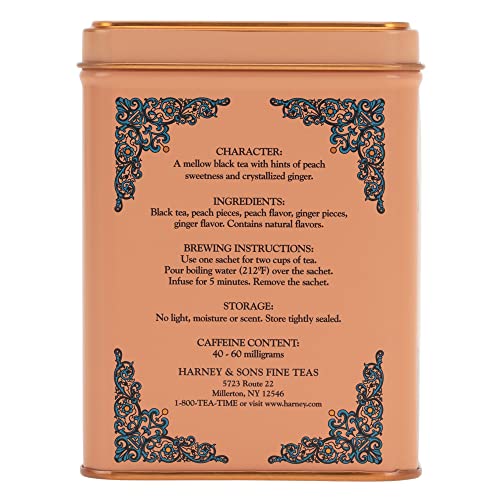 Harney & Sons Peaches & Ginger Black Tea, 20ct sachet tin