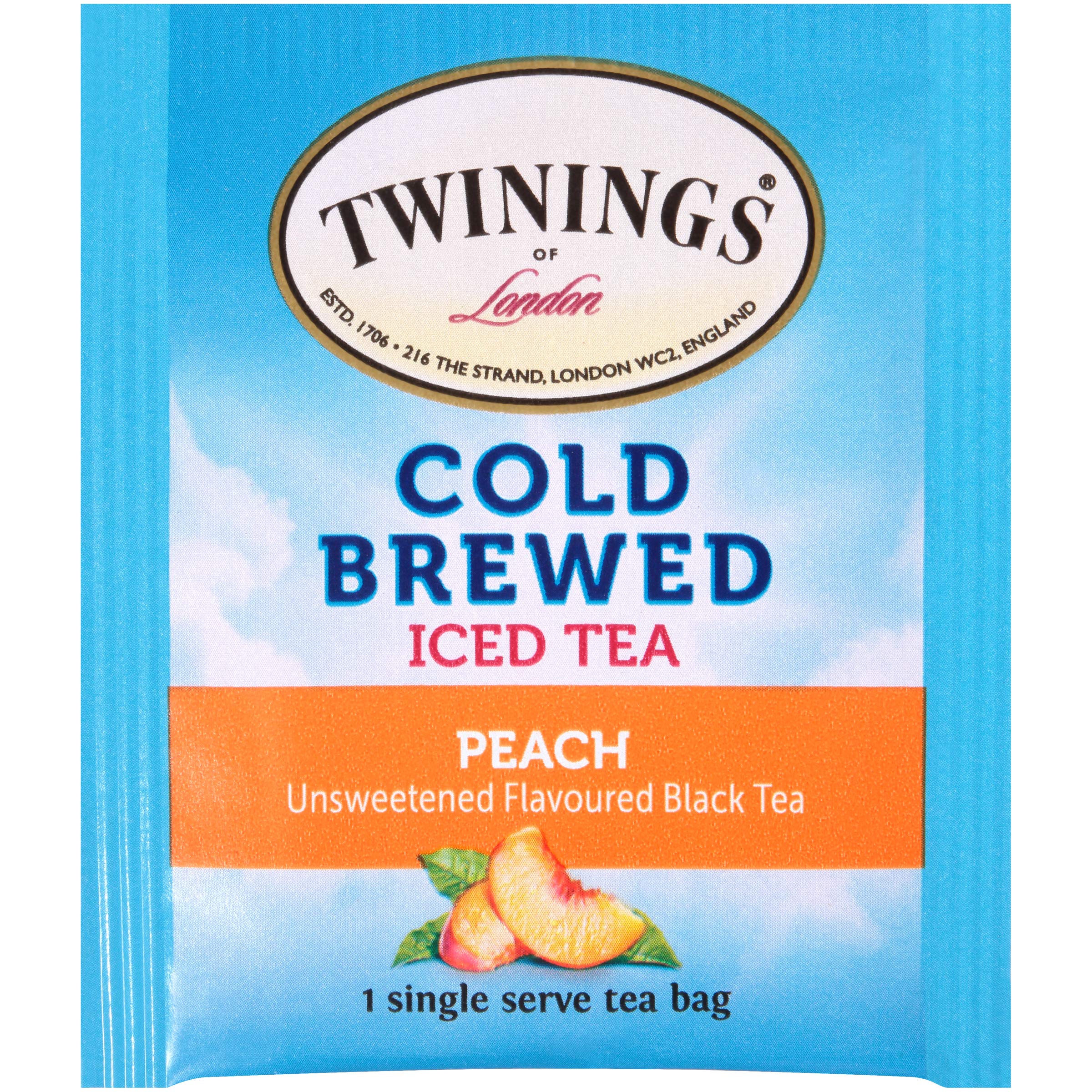 Twinings Peach Cold Brewed Iced Tea Bags, 20 Count (Pack of 6)