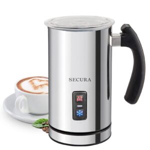 secura electric milk frother, automatic milk steamer warm or cold foam maker for coffee, cappuccino, latte, stainless steel milk warmer with strix temperature controls