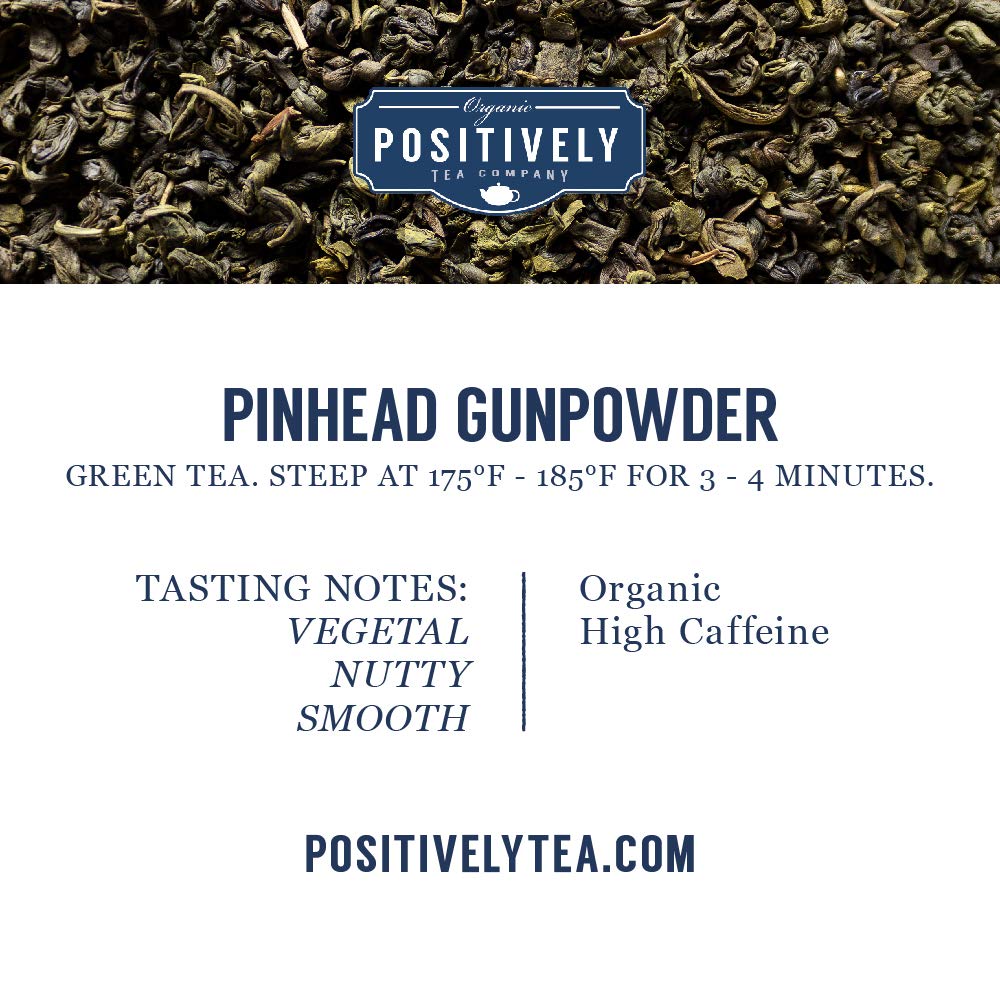 Organic Positively Tea Company, Pinhead Gunpowder, Green Tea, Loose Leaf, 16 Ounce