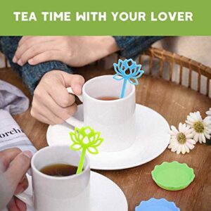 ANYI16 Tea Infuser Filter 2 Pack Stainless Steel Tea Ball - Loose Tea Steeper Mesh Tea Cup Filter with Flower shaped Silicone Handle for Loose Leaf or Herbal Tea