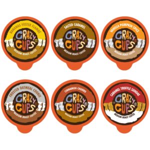 crazy cups flavored coffee pods variety pack - coffee flavors for the keurig k cups machine, recyclable single serve cups, 24 count