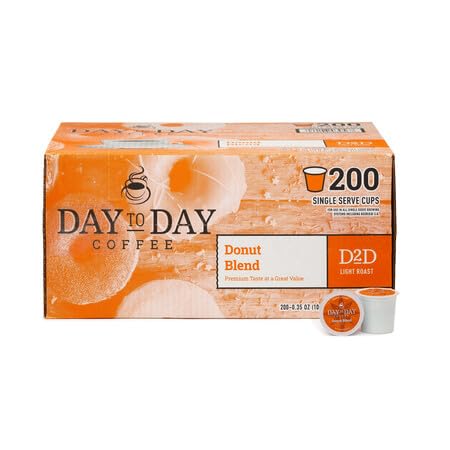 Day To Day 200-Count Donut Blend, Medium Roast Single Serve Coffee Pods for K-Cup Keurig Brewers (Donut Blend, 200 Count (Pack of 1))