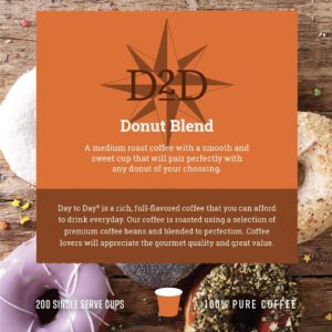 Day To Day 200-Count Donut Blend, Medium Roast Single Serve Coffee Pods for K-Cup Keurig Brewers (Donut Blend, 200 Count (Pack of 1))