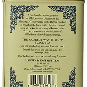 Harney & Son's Vanilla Comoro Tea Tin 20 Sachets (1.4 oz ea, Two Pack) - Decaf Black Tea Blend with Vanilla - 2 Pack 20ct Sachet Tins (40 Sachets)