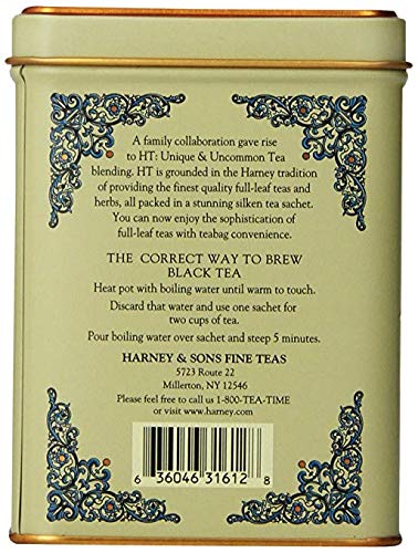 Harney & Son's Vanilla Comoro Tea Tin 20 Sachets (1.4 oz ea, Two Pack) - Decaf Black Tea Blend with Vanilla - 2 Pack 20ct Sachet Tins (40 Sachets)