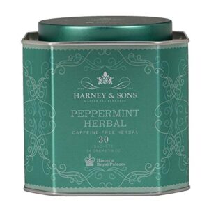 harney & sons peppermint herbal tea in sachets, caffeine-free herbal, 30 sachets