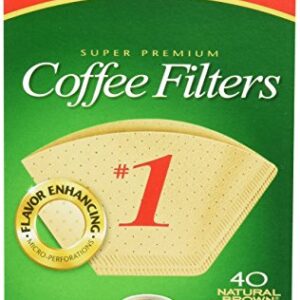 Melitta 620122 40 Count #1 Natural Brown Cone Coffee Filters (Pack of 5)