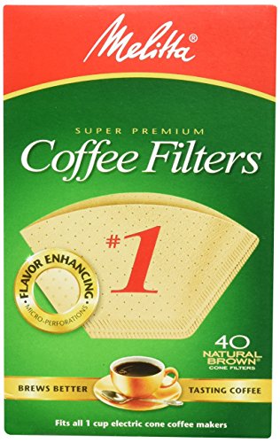 Melitta 620122 40 Count #1 Natural Brown Cone Coffee Filters (Pack of 5)