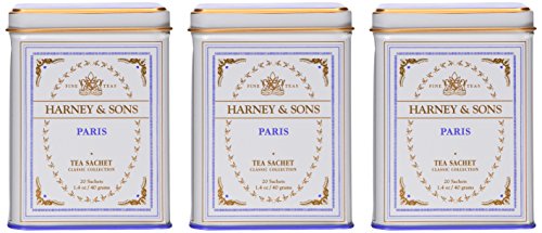 Harney & Sons Paris Black Tea Sachet Collection, All Natural - Classic Tin of 20 Sachets, 1.4 Ounce 20 Count (Pack of 3)