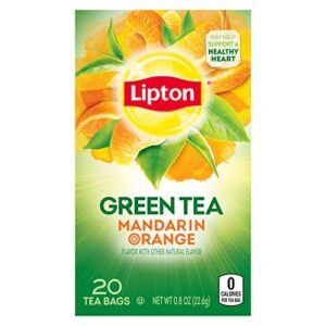 lipton tea bags, green tea, orange, iced or hot tea, 20 tea bags