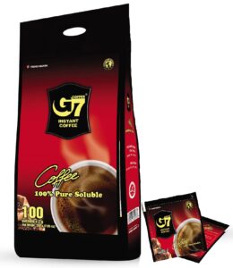 trung nguyen — g7 instant coffee — 100% soluble coffee — pure black — strong and bold — instant vietnamese coffee (100 packets per bag))