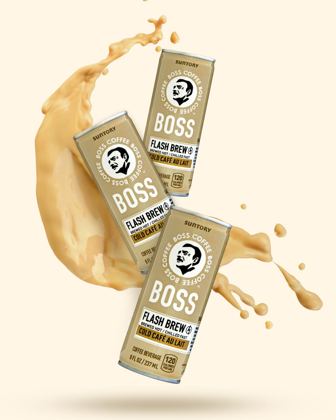 BOSS Coffee by Suntory - Japanese Flash Brew Coffee with Milk, 8oz 12 Pack, Imported from Japan, Au Lait, Espresso Doubleshot, Ready to Drink, Contains Milk, No Gluten