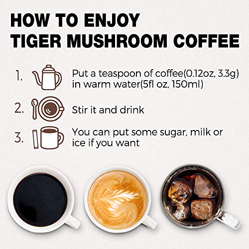 Tiger Mushroom Coffee Organic Blend 3.5 oz - 100% Arabica Coffee with 5 Superfood Mushrooms Includes Reishi, Chaga, Maitake, Shiitake, Turkey Tail