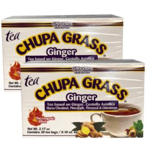 2 boxes improved formula tea chupa grass - tea based ginger, gotu kola & cinammon & te panza jengibre (30 tea bags/0.10 oz each x 2)