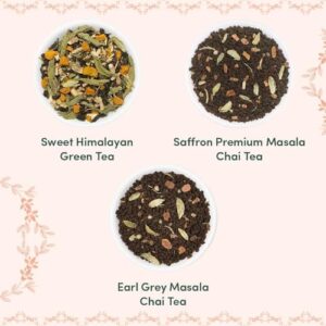 VAHDAM, Assorted Tea Gift Sets - Blush (3.17oz, 45+ Cups) 3 Loose Leaf Tea - Green Tea, Chai Tea | Gluten Free, Non GMO, Luxury Tea Set Box | Gifts for Women, Gifts for Men, Gifts for Him/Her