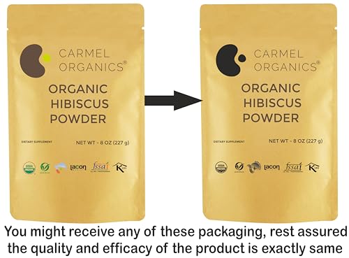 CARMEL ORGANICS Hibiscus Petals Powder 8 Ounce or 0.5 Lb(Pack of 1) | USDA Certified Organic| Non GMO & Gluten Free | Rich in Vitamin C | Indian Origin Hibiscus Petals Powder