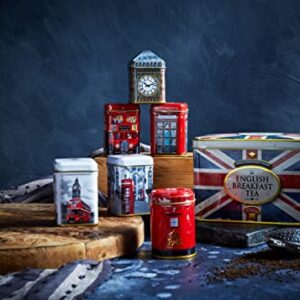 Iconic London Sights 6x Tea Tins with Fine English Breakfast Loose Leaf Tea, British Souvenir, Big Ben, UK Foods