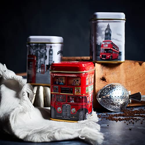 Iconic London Sights 6x Tea Tins with Fine English Breakfast Loose Leaf Tea, British Souvenir, Big Ben, UK Foods