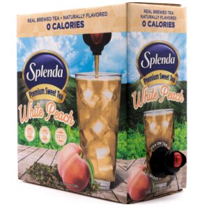 splenda premium sweet tea on tap, 1 gallon bag in box ready to drink liquid, white peach green tea, 128 fl oz