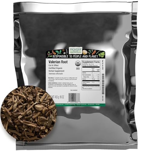 Frontier Organic Valerian Root, 1-Pound, Certified Organic, Kosher, Cut & Sifted, Bedtime Formulas and Sleep Pillows, Kosher