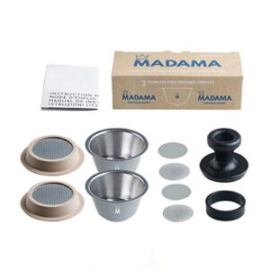 Madama - Refillable and Reusable Capsule Compatible with Dolce Gusto. Stainless Steel and Food-grade Silicone. Pack of 2 pods