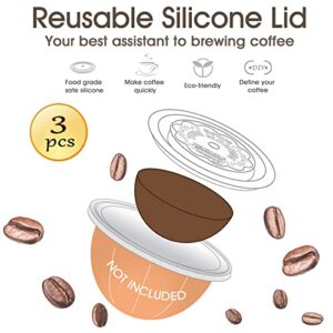 VIVI SKY Reusable Coffee Capsule Lids Work with Nespresso Pods Vertuo,Food Grade Silicon Caps Used for Every Sizes of Reusable Nespresso Vertuo Pod Refillable Vertuo Capsule(Silicon Vertuo Lids- 3PCS)