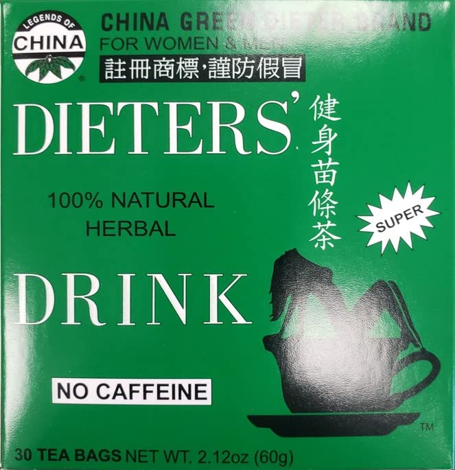 Uncle Lee's Tea China Green Dieters Tea Caffeine Free, 2.12 Oz, 30 Count