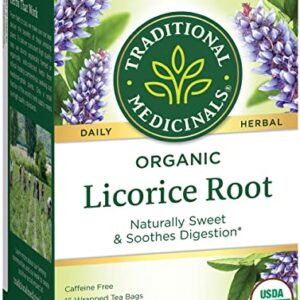 Traditional Medicinals Tea, Organic Licorice Root, Soothes the Digestive Tract & Promotes Respiratory Health, 16 Tea Bags