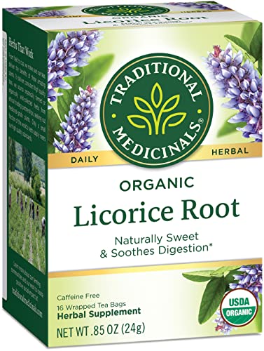 Traditional Medicinals Tea, Organic Licorice Root, Soothes the Digestive Tract & Promotes Respiratory Health, 16 Tea Bags