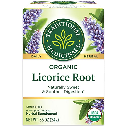 Traditional Medicinals Tea, Organic Licorice Root, Soothes the Digestive Tract & Promotes Respiratory Health, 16 Tea Bags