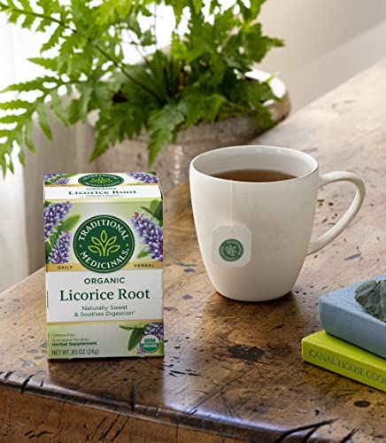 Traditional Medicinals Tea, Organic Licorice Root, Soothes the Digestive Tract & Promotes Respiratory Health, 16 Tea Bags