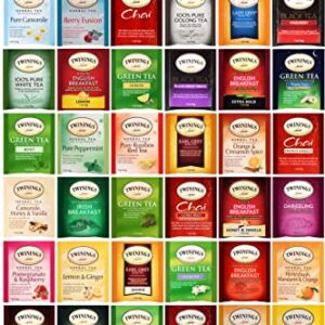 Twinings Tea Bags Variety Collection (Pack of 40) with By The Cup Honey Sticks