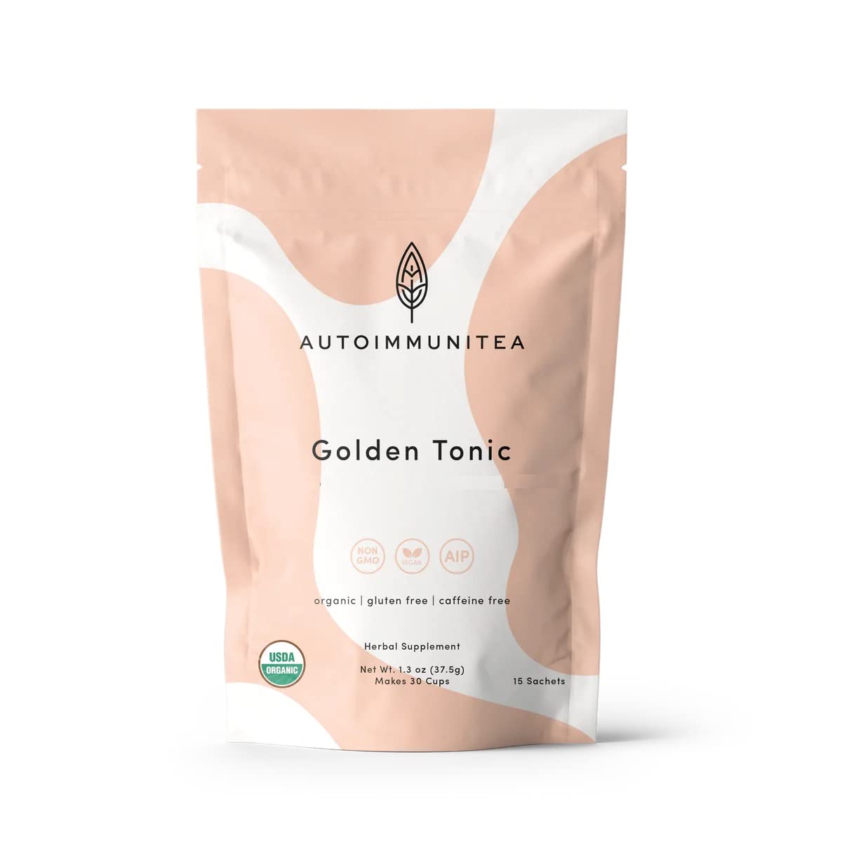 Organic Anti Inflammatory Turmeric Ginger Tea - AIP diet, Whole 30, Paleo friendly, Golden Tonic Herbal Blend - Ayurvedic rooibos herbs, 100% Organic Gluten-Free