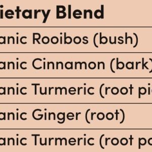 Organic Anti Inflammatory Turmeric Ginger Tea - AIP diet, Whole 30, Paleo friendly, Golden Tonic Herbal Blend - Ayurvedic rooibos herbs, 100% Organic Gluten-Free