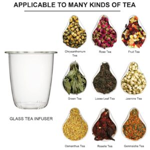 Glass Tea Infuser Cup with Strainer and Lid Gift Kit, Borosilicate Glass Teacup with Tea Filter for Blooming Tea and Loose Leaf Tea, Filter 99% of Tea Leaves, Lead-free, 17oz