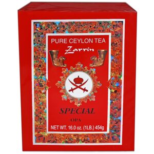 zarrin - pure ceylon tea opa, orange pekoe a, 1lb (454g), loose leaf tea