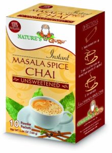 nature's guru instant masala spice chai tea drink mix unsweetened 10 count single serve on-the-go drink packets, 5.64 ounce (pack of 1) (mcu_fba)