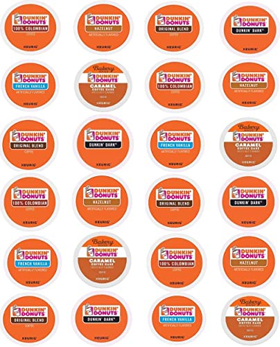 Variety pack of Dunkin Donuts Coffee K Cups for All Keurig K Cup Brewers - (6 flavors, NO DECAF, 4 K cups each flavor, Total of 24)