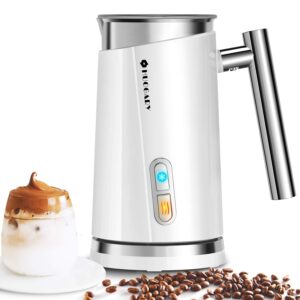 huogary milk frother, milk steamer for milk foam & hot milk(4.5oz/10.5oz), electric milk frother and warmer for homemade coffee, 120v (black) (white)