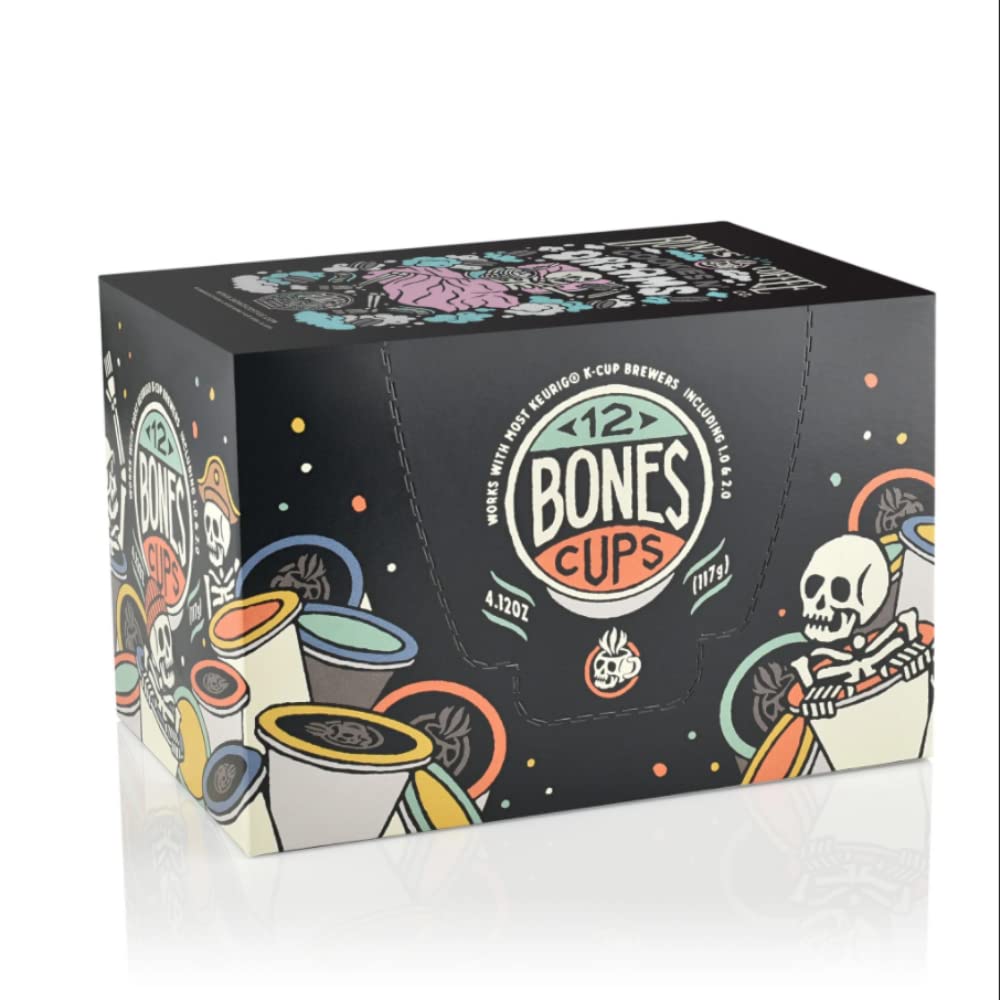 Bones Coffee Company Flavored Coffee Bones Cups Cookies 'N Dreams | 12ct Single-Serve Coffee Pods Compatible With 1.0 & 2.0 Keurig Coffee Maker | Chocolate Cookie & Vanilla Ice Cream Coffee Flavor